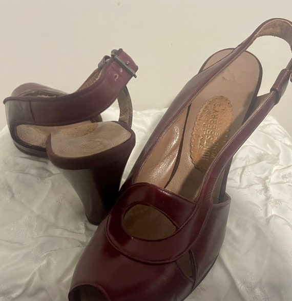 Vintage 1940s peep toe slingback high heel shoes pinup wartime ...